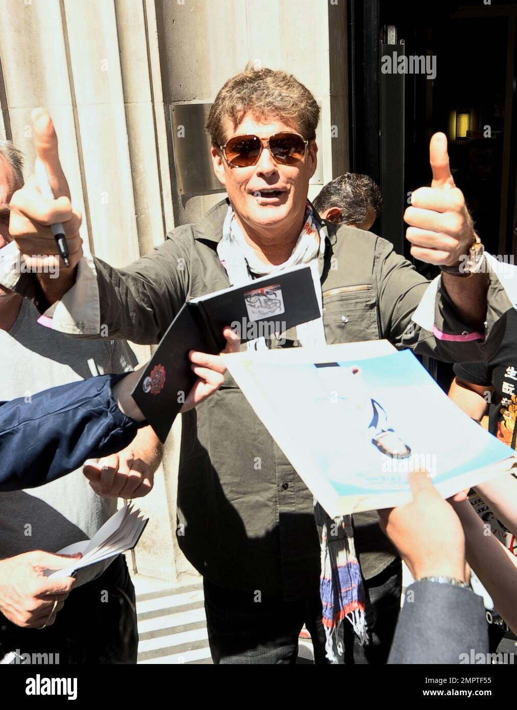 David Hasselhoff is mobbed by fans as he arrives at BBC Radio 2. The ...