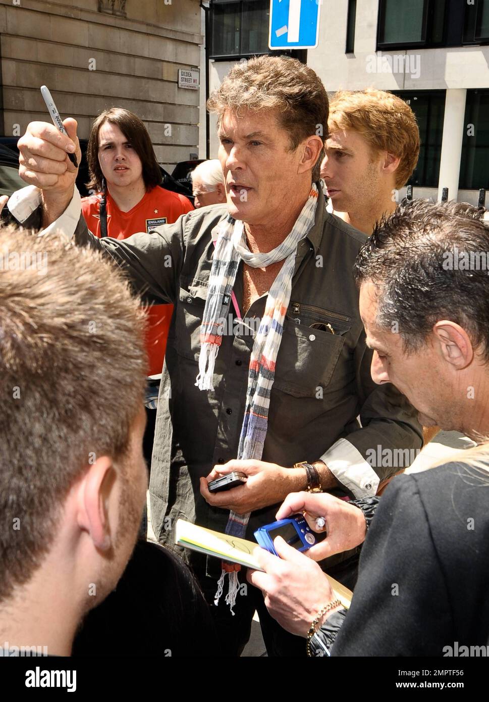 David Hasselhoff is mobbed by fans as he arrives at BBC Radio 2. The ...