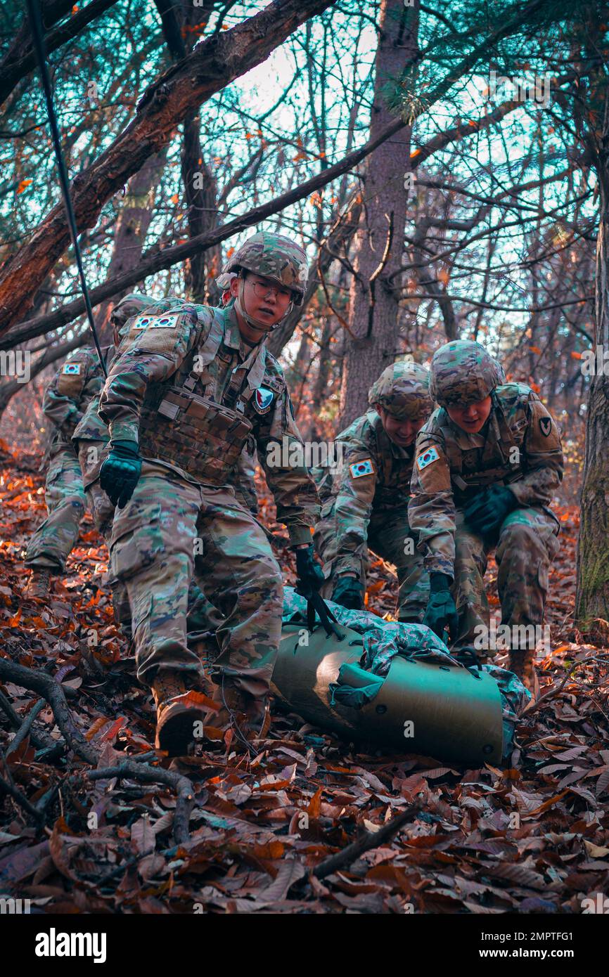 U.S. ARMY Soldiers and South Korean Katusa's Conduct a Ruck march and ...