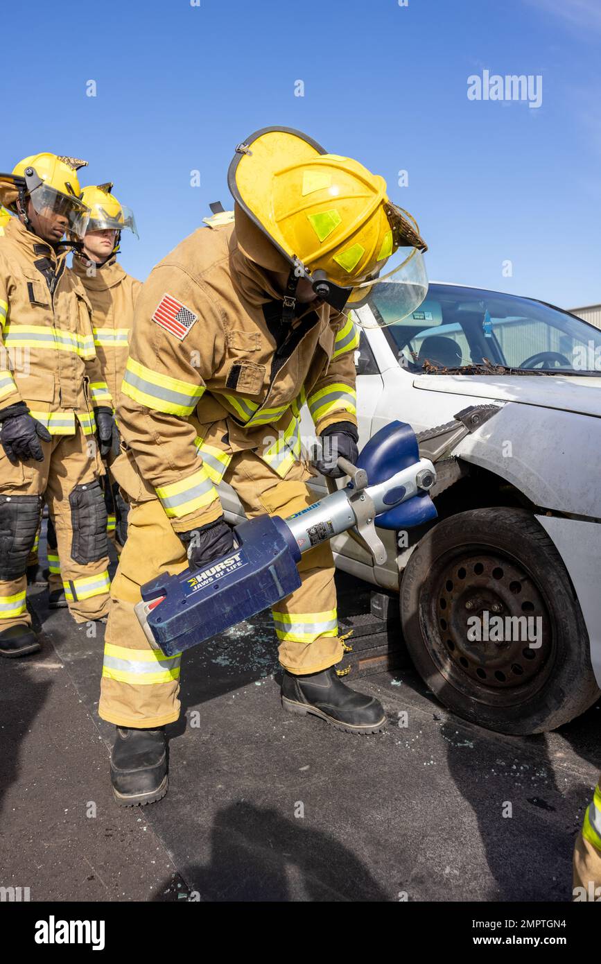 A U.S. Marine with Marine Wing Support Squadron (MWSS) 472 uses ...