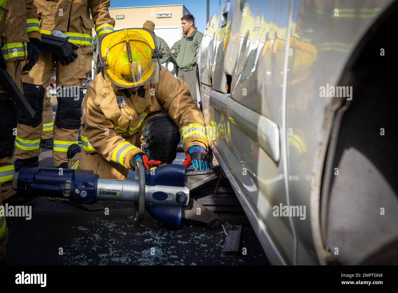 A U.S. Marine with Marine Wing Support Squadron (MWSS) 472, use ...