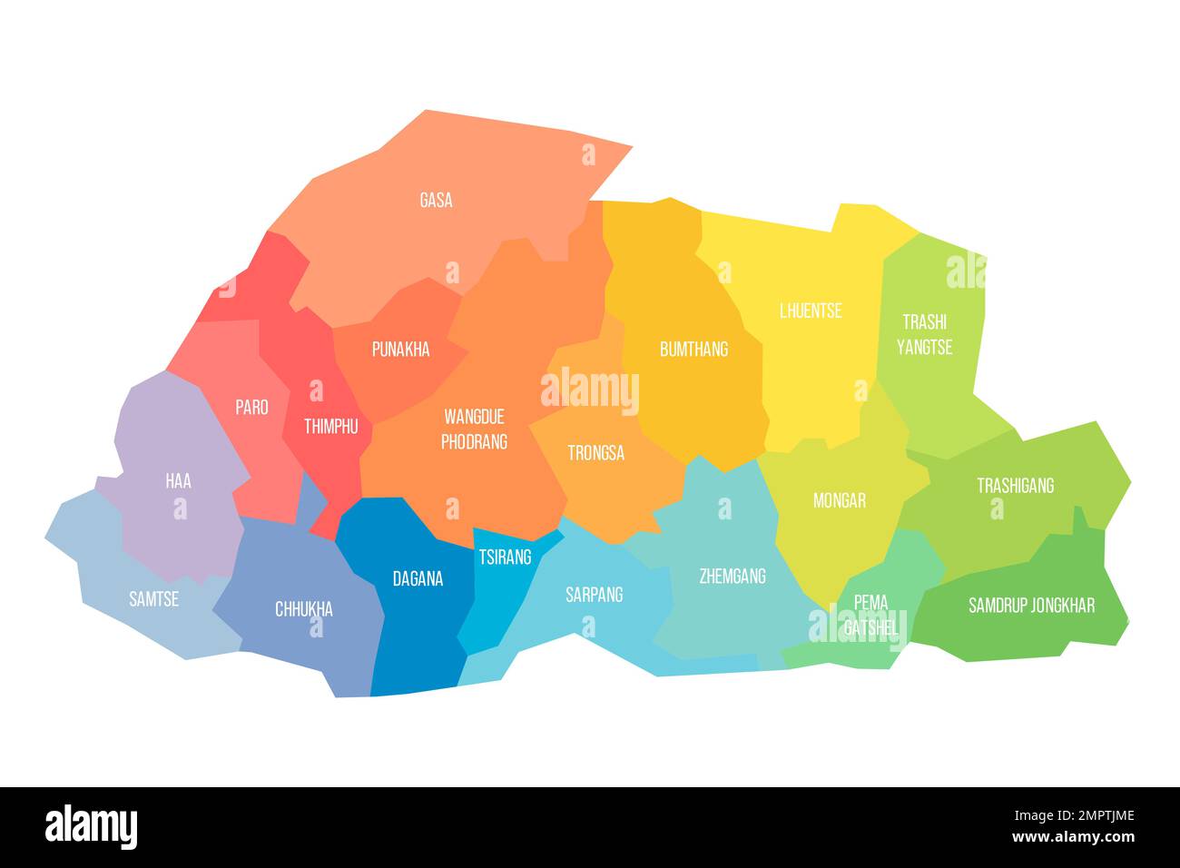 Bhutan political map of administrative divisions Stock Vector Image ...