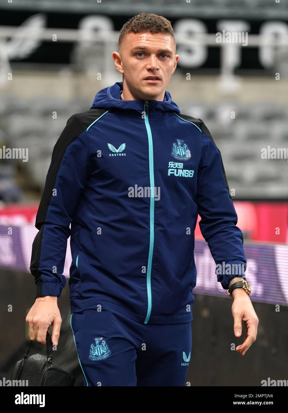 Newcastle United's Kieran Trippier arrives to the stadium ahead of the ...