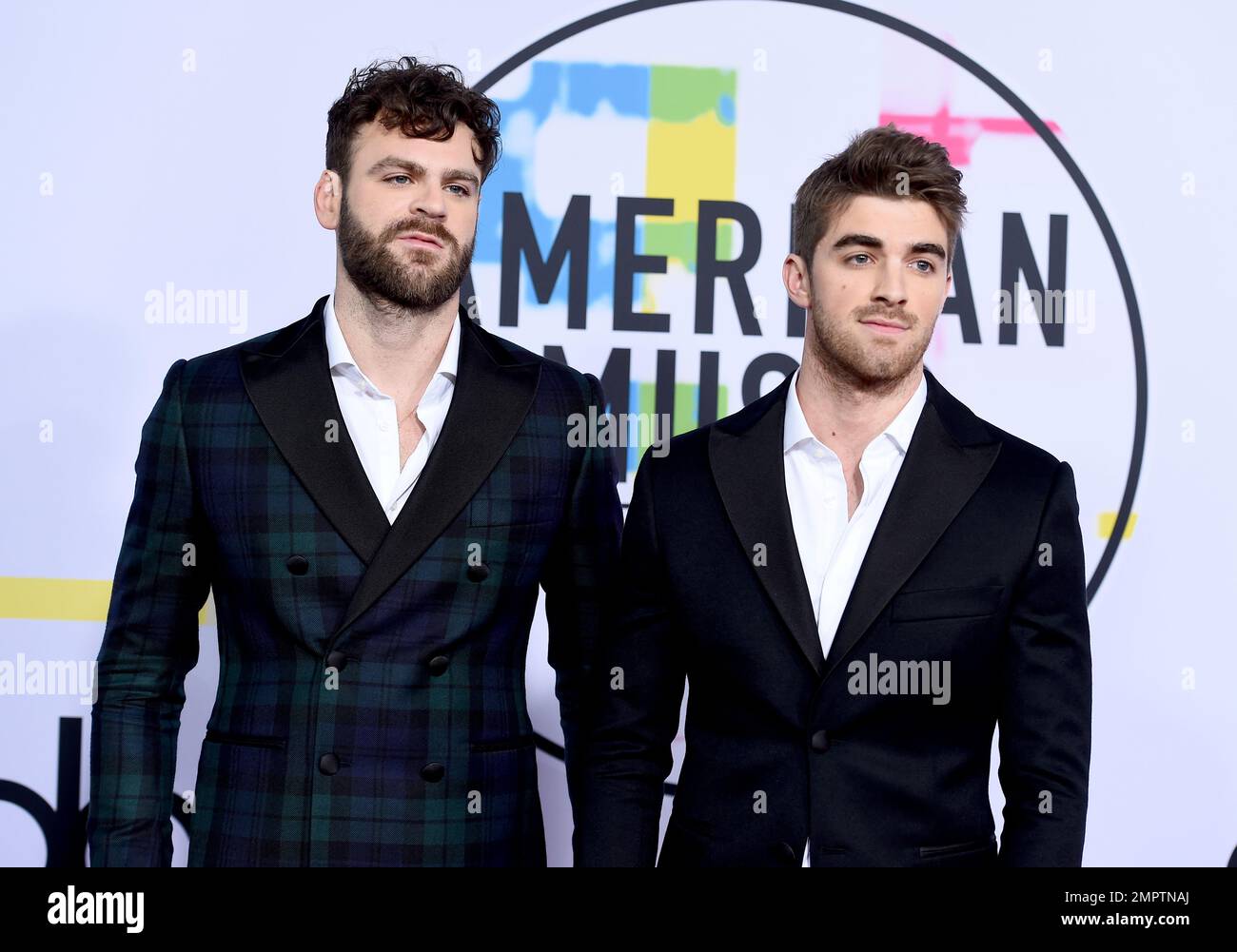 Alex Pall, left, and Andrew Taggart of The Chainsmokers arrives at the ...