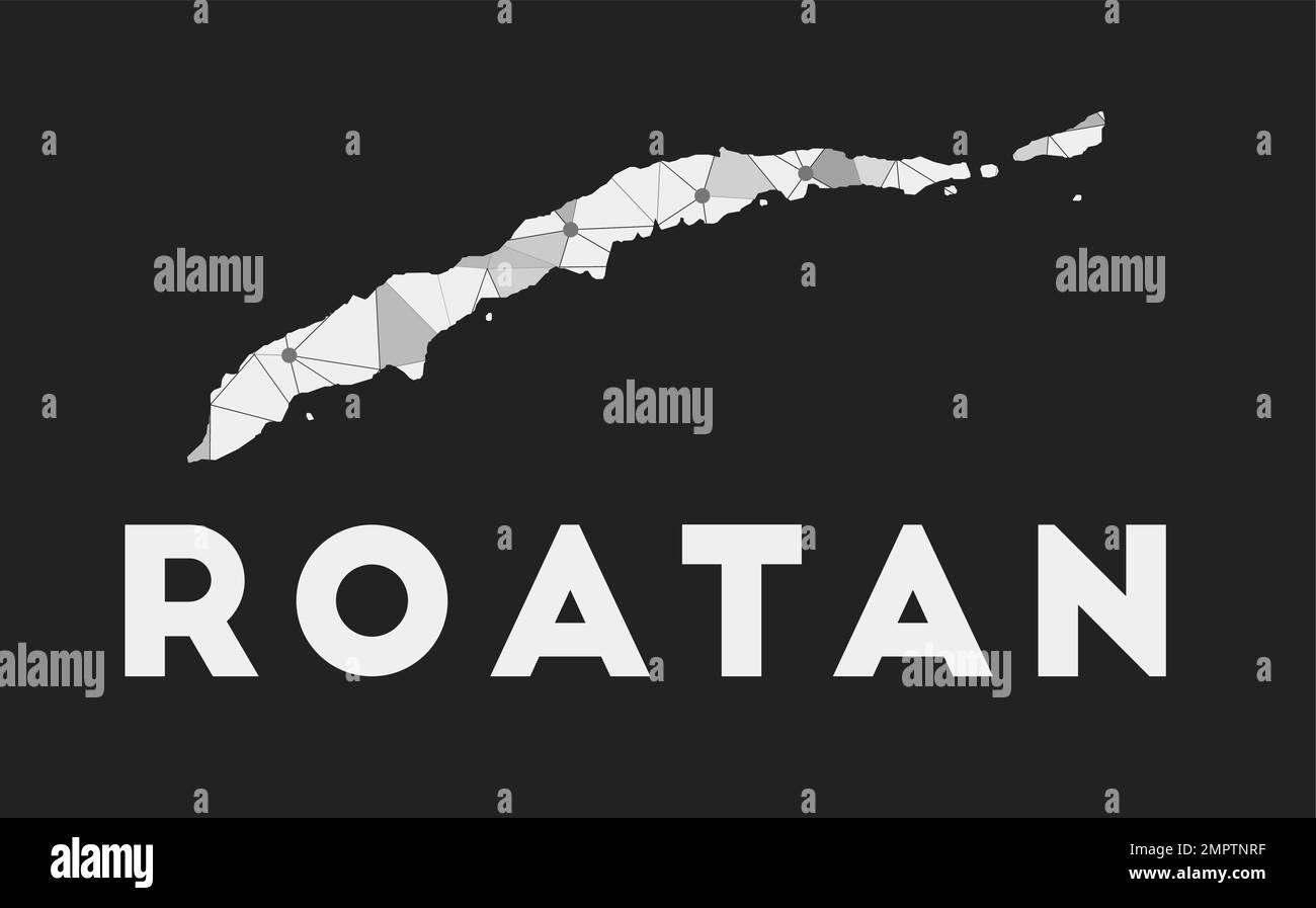 Roatan - communication network map of island. Roatan trendy geometric ...