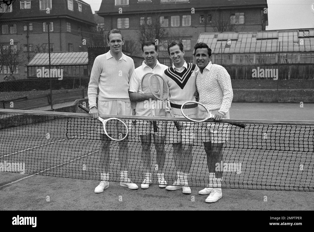 FILE - In this March 22, 1949, file photo, former Wimbledon stars are ...