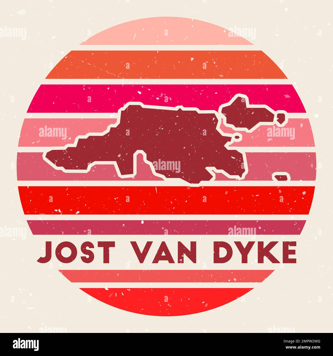 Jost Van Dyke logo. Sign with the map of the island and colored stripes ...