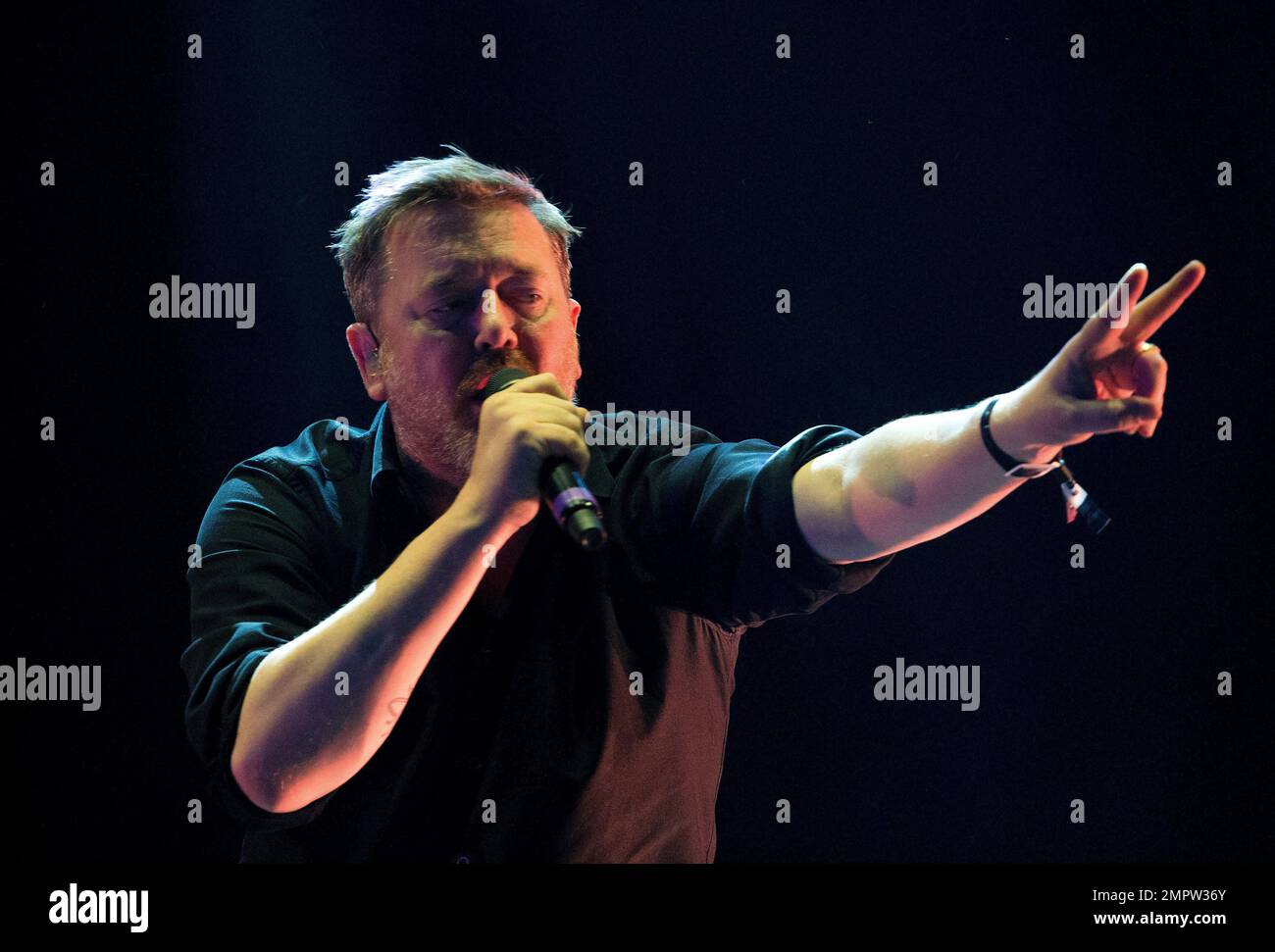 British singer Guy Garvey of Elbow performs during the concert at the ...