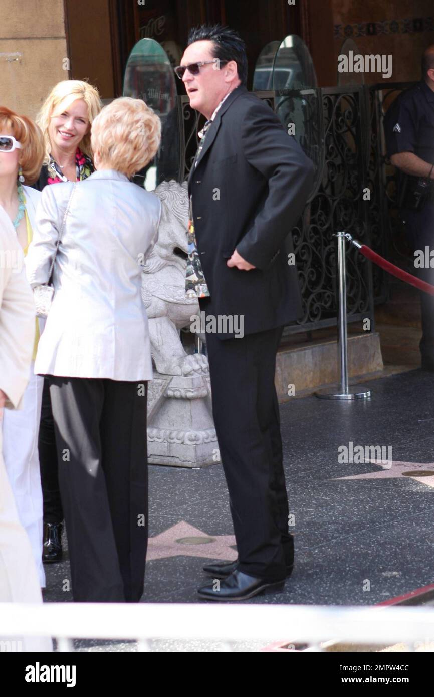 A frail looking Dennis Hopper is awarded a star on the Hollywood Walk ...