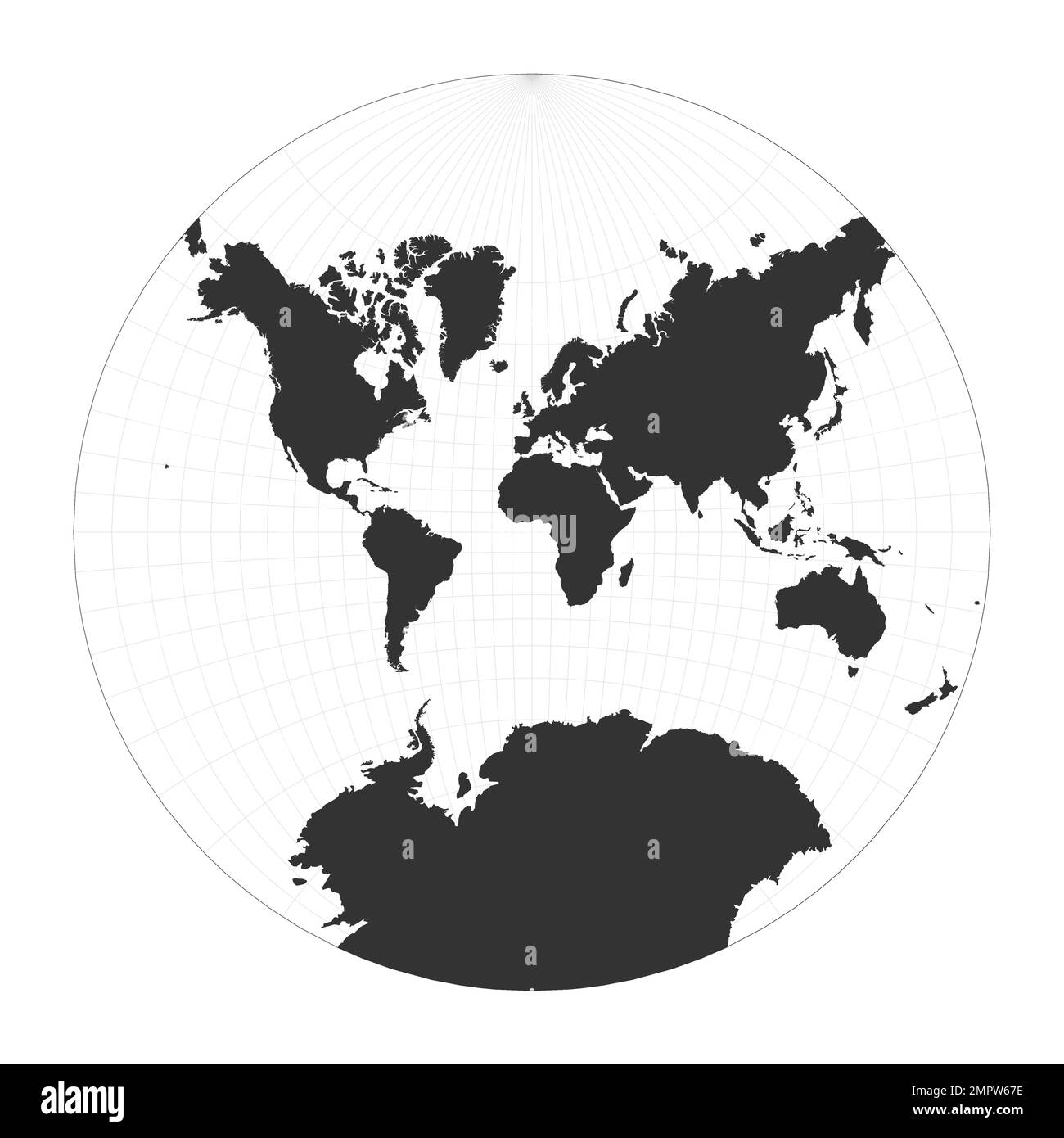 Map Of The World Lagrange Conformal Projection Globe With Latitude And Longitude Net World
