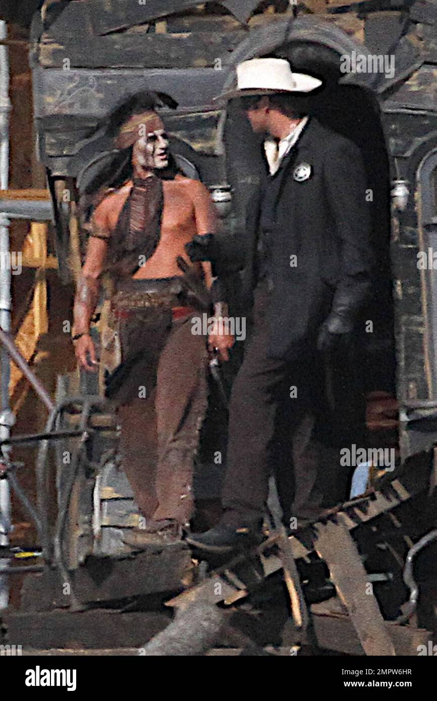 Johnny Depp and Armie Hammer, dressed in their characters Tonto and the ...