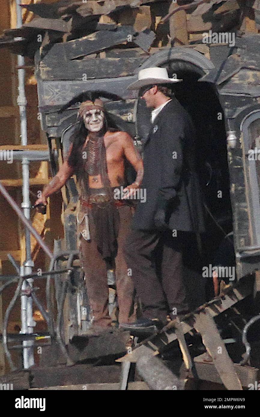 Johnny Depp and Armie Hammer, dressed in their characters Tonto and the ...