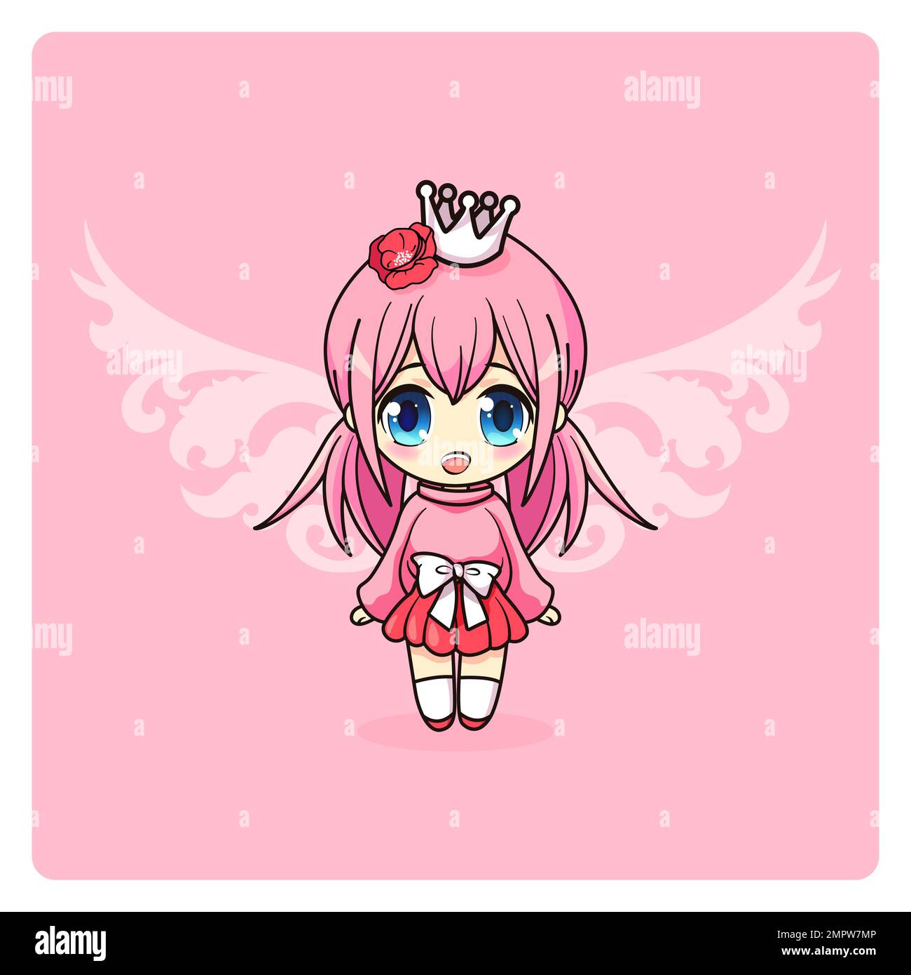 Cute and kawaii princess girl. Manga chibi fairy with crown Stock ...