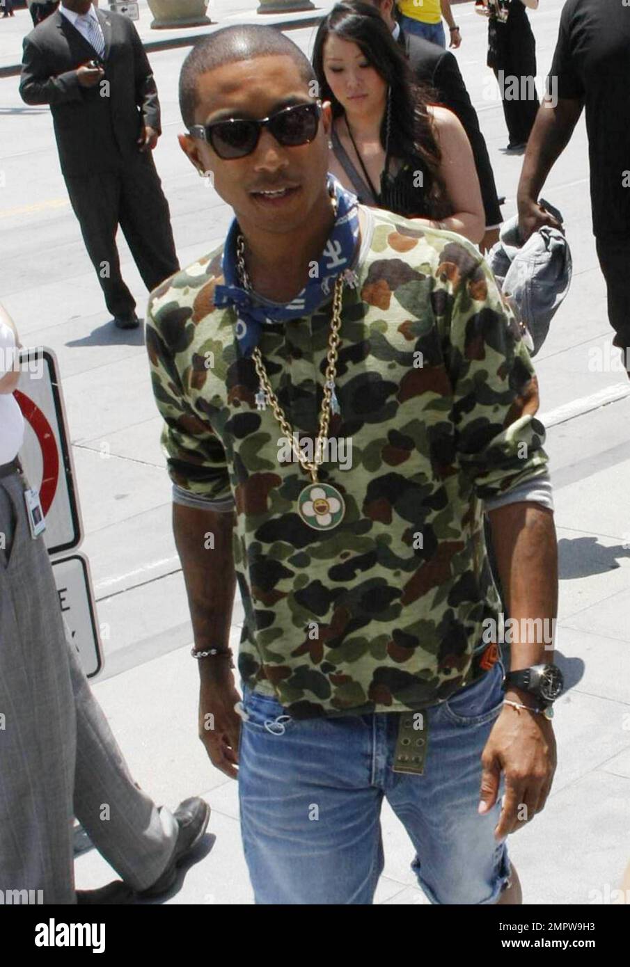 Pharrell Williams arrives at Nokia Theatre L.A. Live for the premiere ...