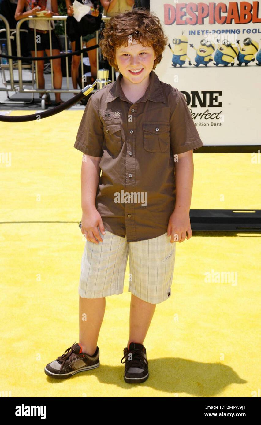 Nolan Gould poses on the yellow carpet at the premiere of "Despicable ...