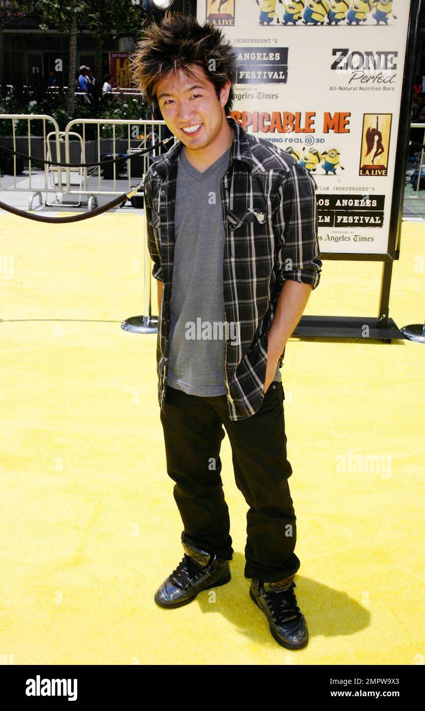 Steve Terada poses on the yellow carpet at the premiere of "Despicable ...