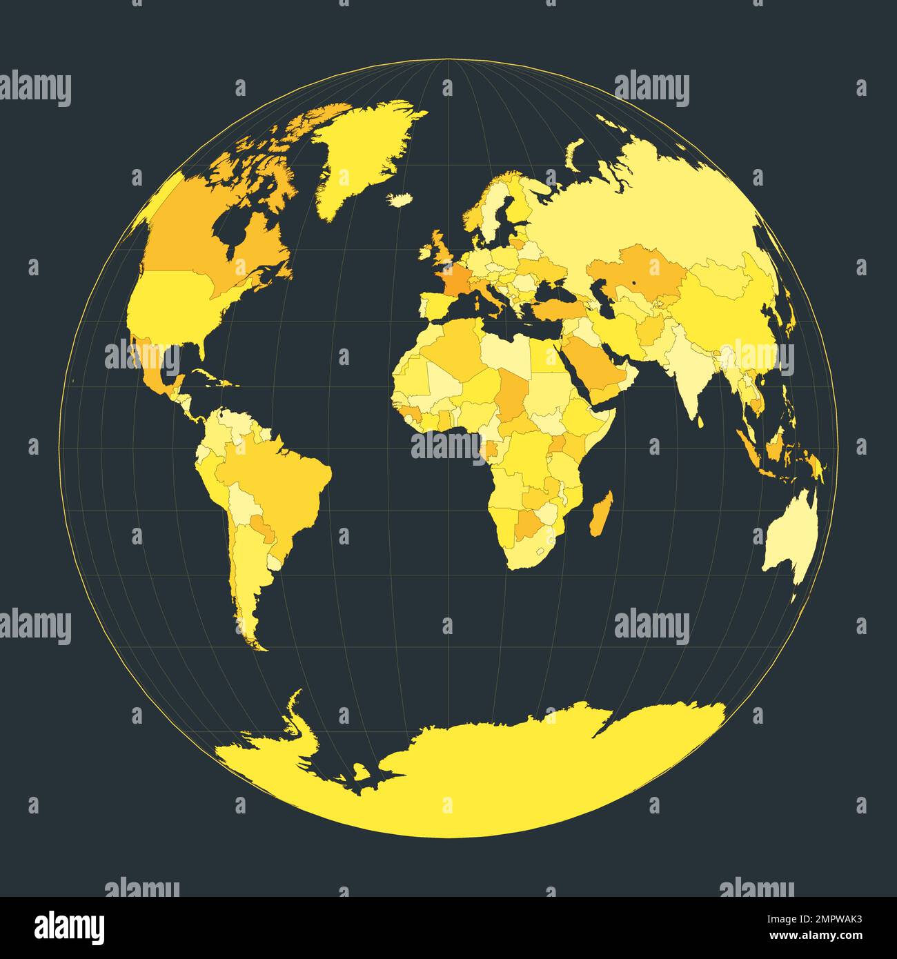World Map Gilberts Two World Perspective Projection Futuristic World Illustration For Your