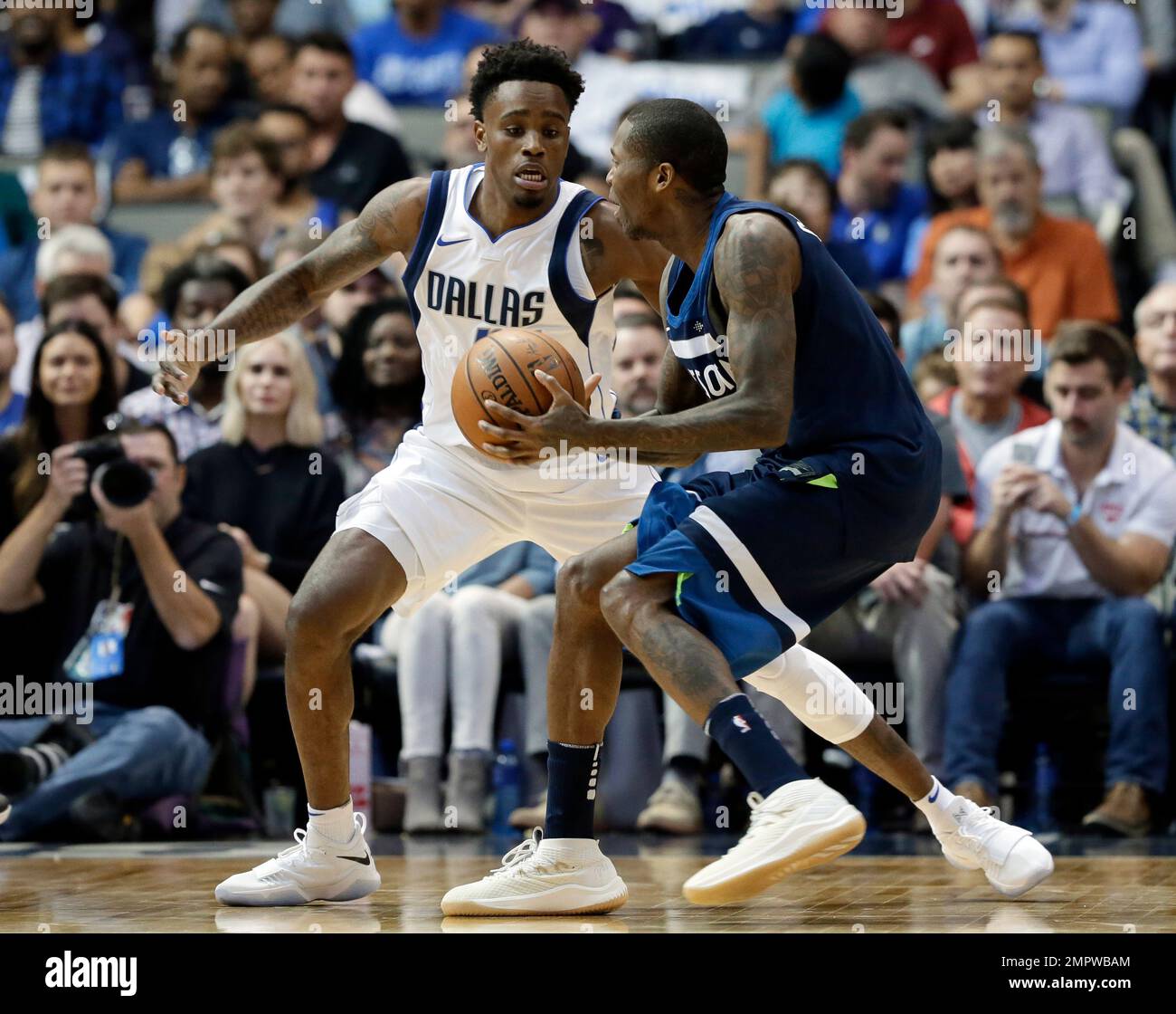 Dallas Mavericks guard Antonius Cleveland defends as Minnesota ...