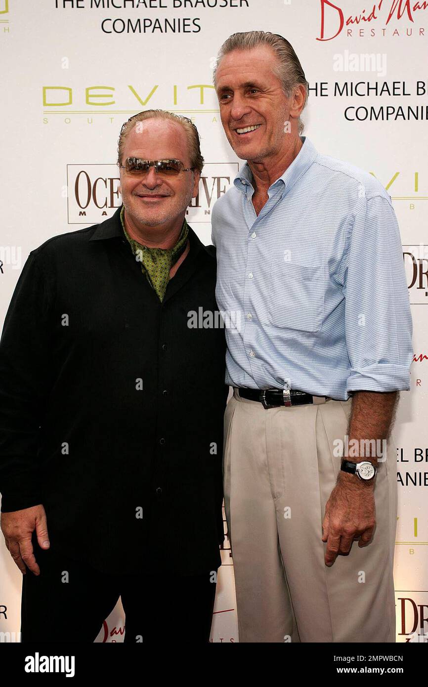 Miami Heat Coach Pat Riley and Co-owner David Manero (L) arrive for the ...