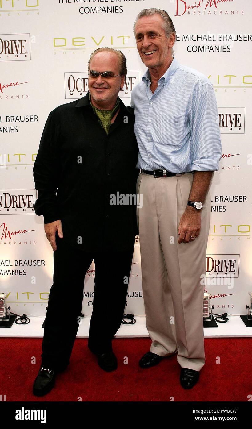 Miami Heat Coach Pat Riley and Co-owner David Manero (L) arrive for the ...