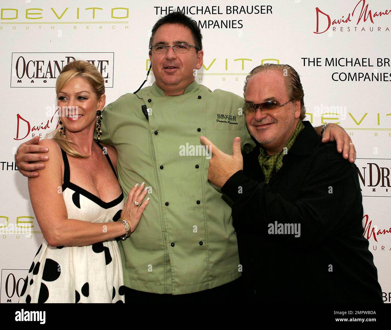 Co-owner David Manero (R), Chef Francis Casciato and Lynn Manero arrive ...