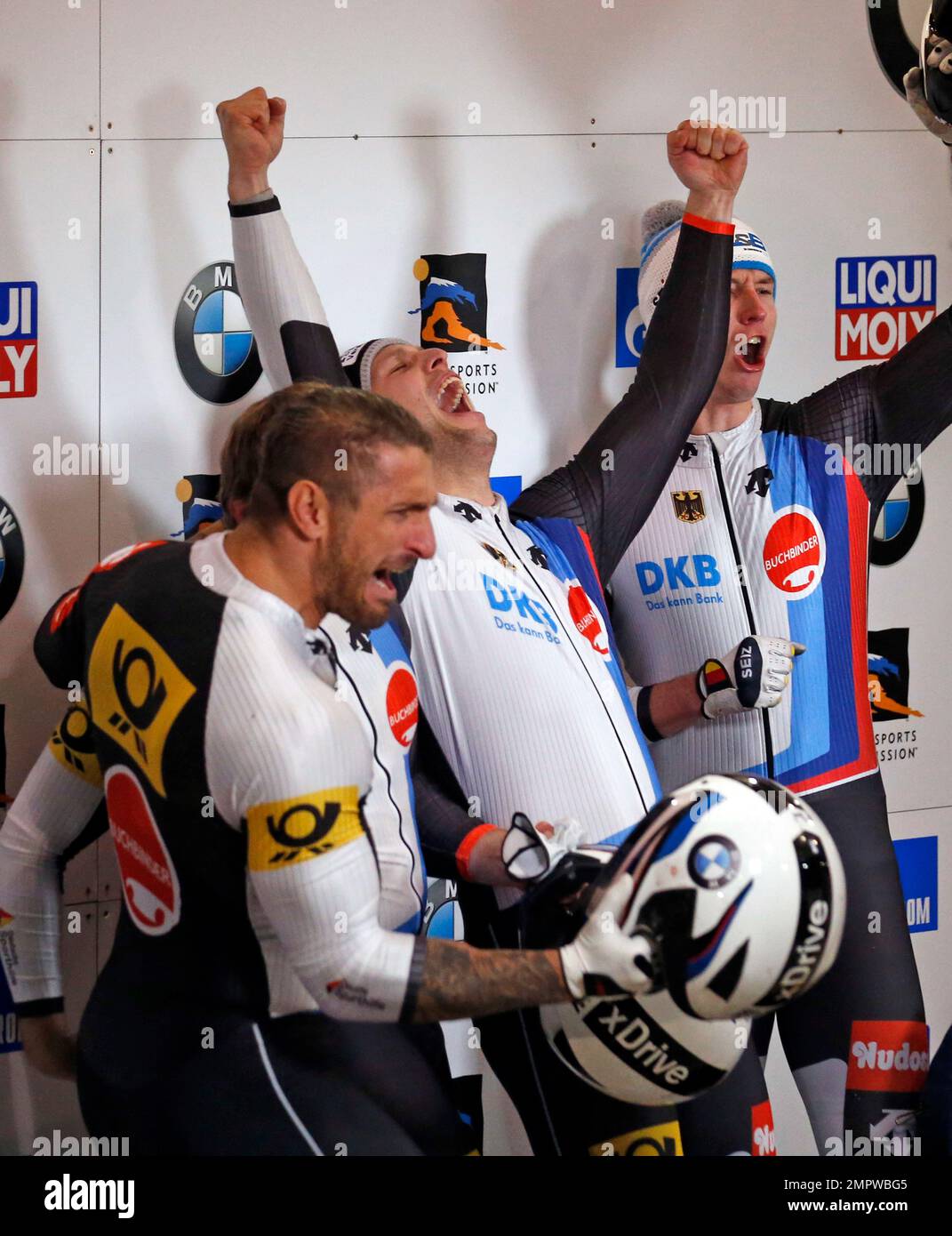 First place finishers, front to back, Kevin Kuske, Christian Poser ...