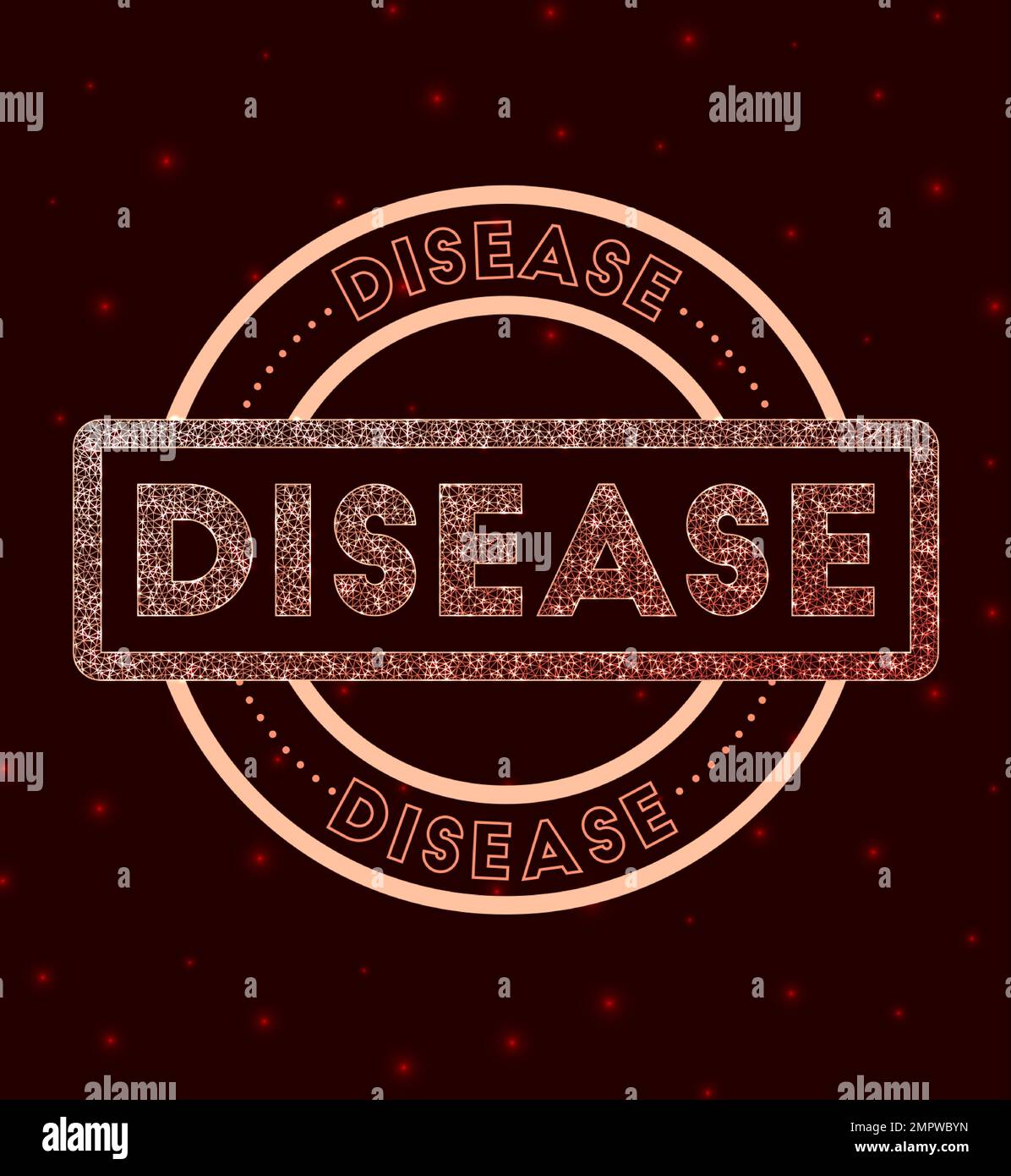 Disease badge. Glowing geometric round disease sign. Vector ...