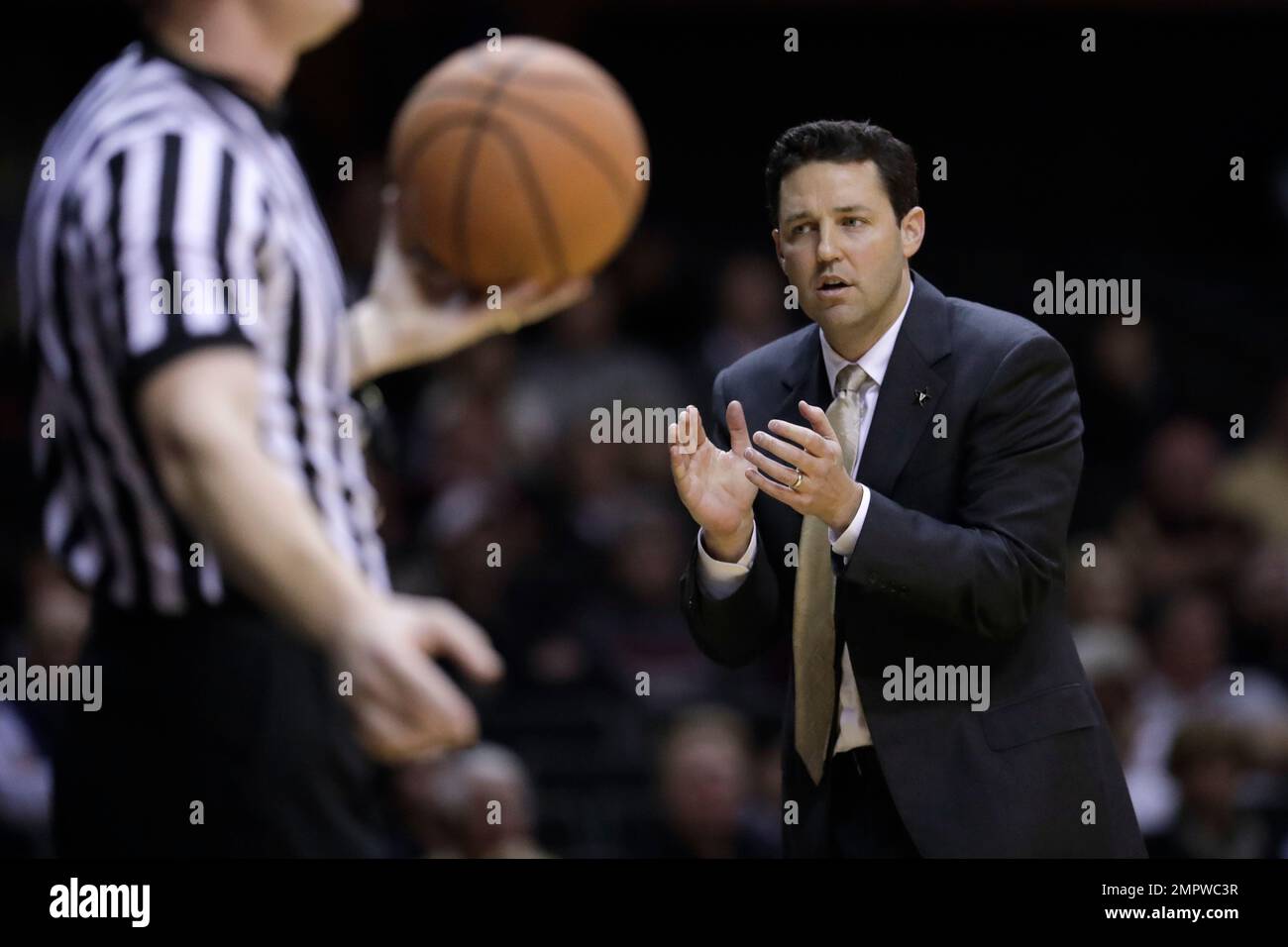 Vanderbilt head coach Bryce Drew watches in the first half of an NCAA ...