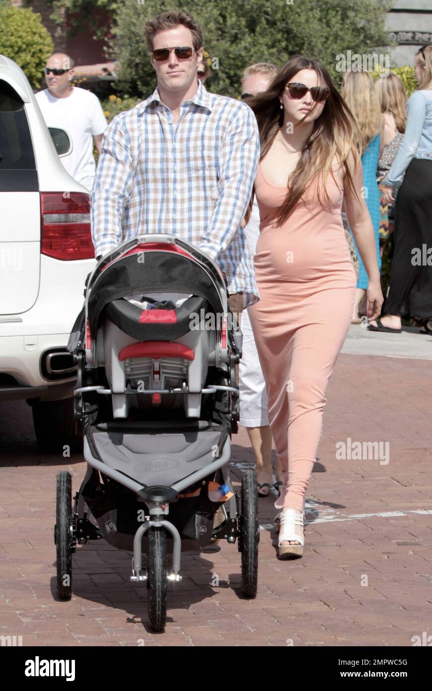 Actress Devon Aoki and finance James Bailey take their son out for a family day at Malibu ...