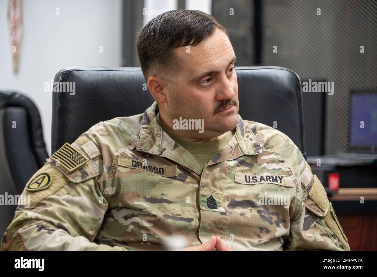 U.S. Army Command Sgt. Maj. Joseph Grasso with the 257th Movement ...