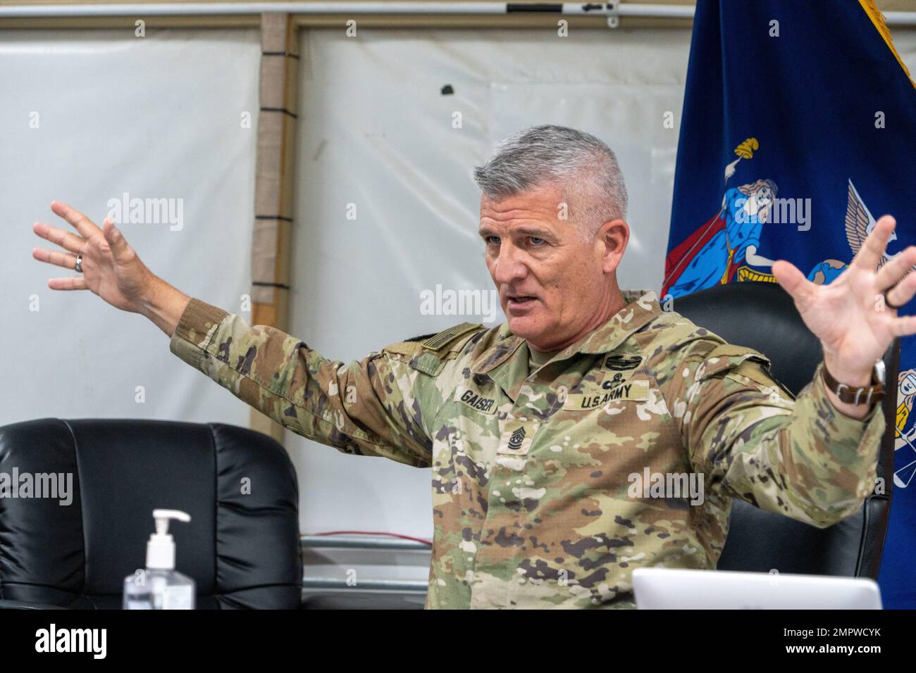 U.S. Army Command Sgt. Maj. Kevin Gaiser, the senior enlisted advisor to the commander of the ...