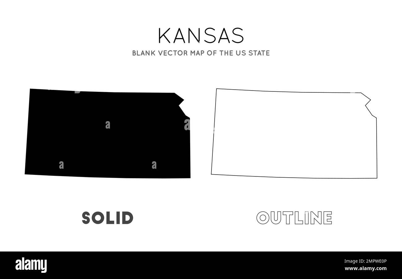 Kansas map. Blank vector map of the US State. Borders of Kansas for ...