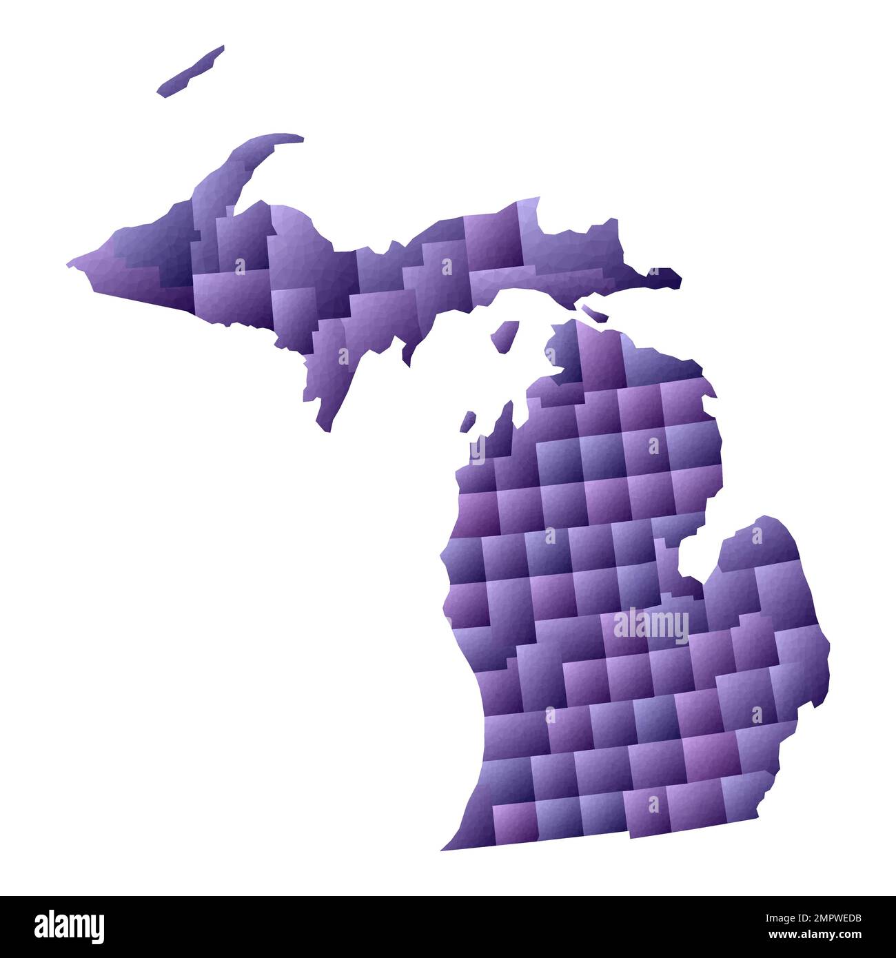 Michigan map. Geometric style US state outline with counties. Charming ...