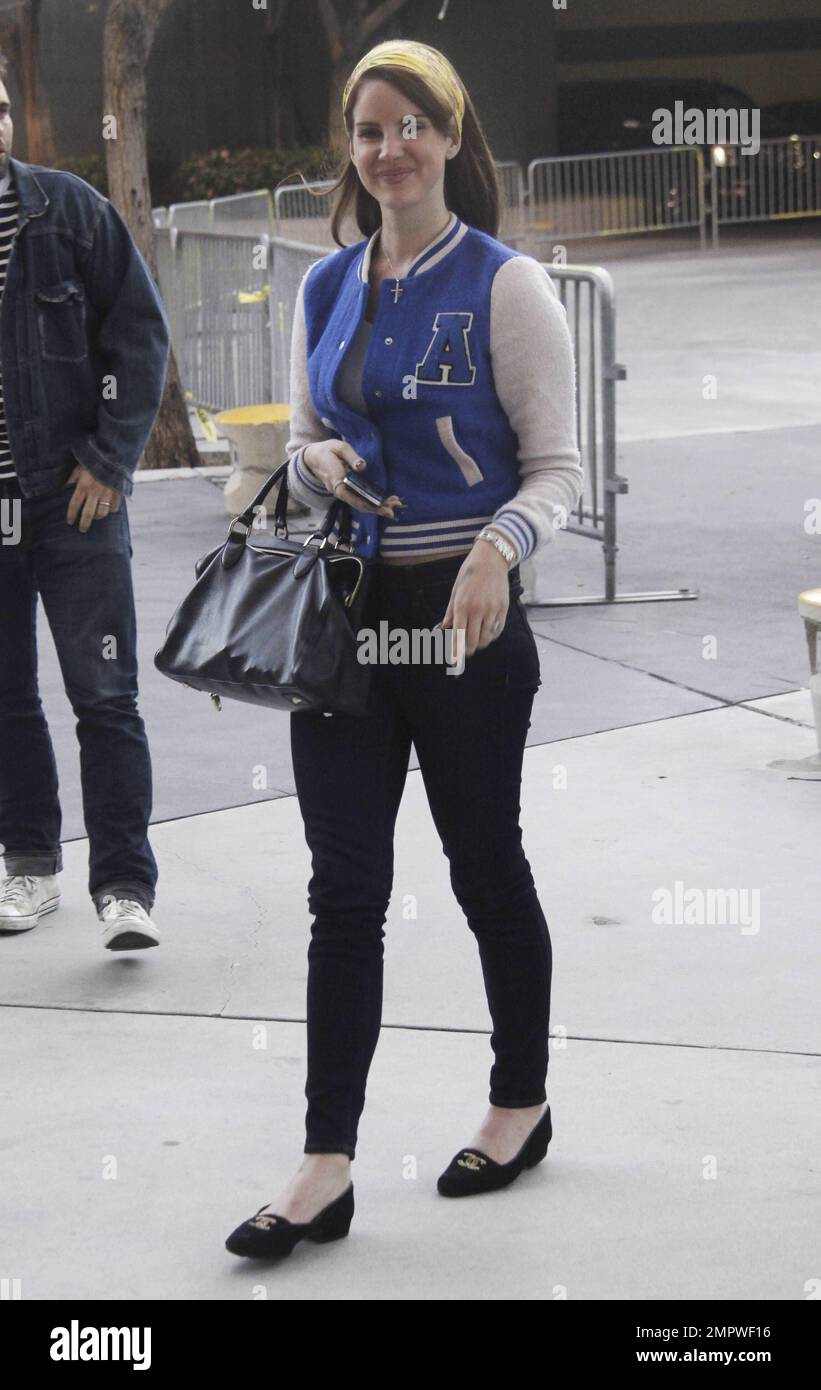 Singer Lana Del Rey arrives at the Staples Center to watch the Laker's ...