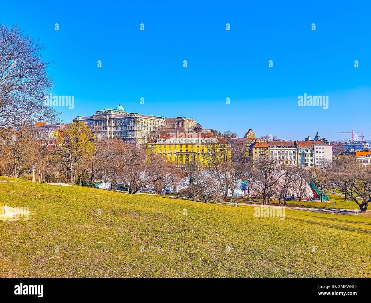 Stunning Buda Castle and surrounding buildings from hills of Taban Park ...