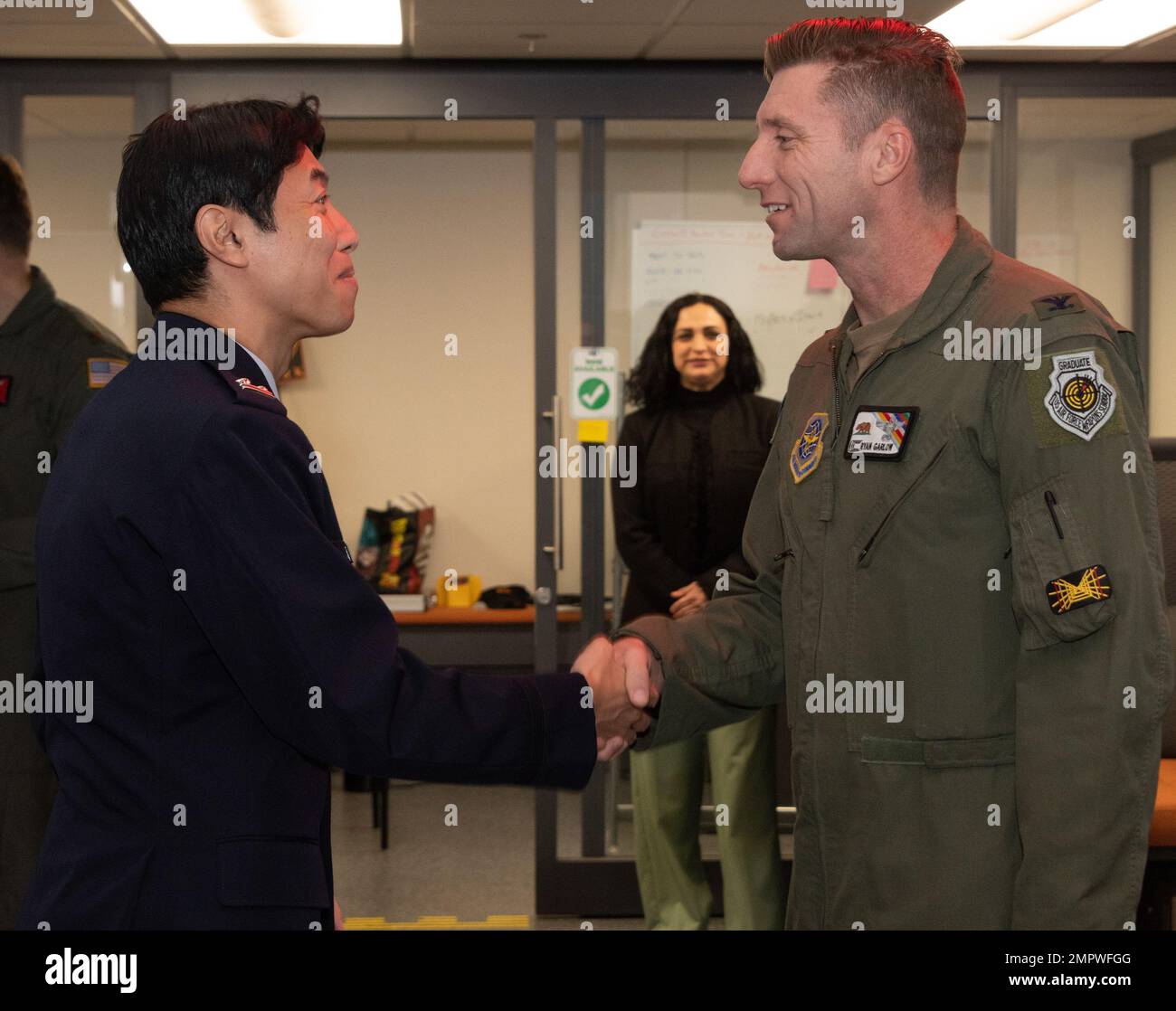 U.S. Air Force Col. Ryan Garlow, right, 60th Air Mobility Wing vice ...