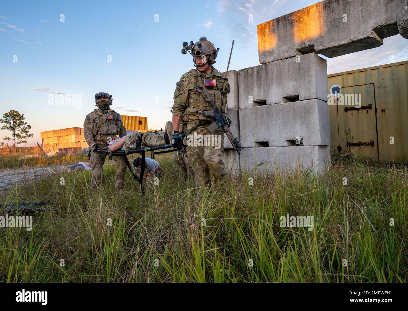 920th Rescue Wing pararescuemen litter carry a patient simulating ...