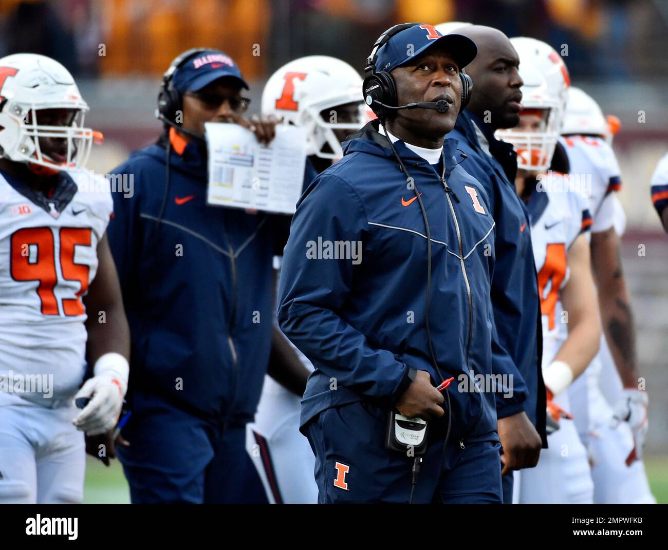 FILE - In this Oct. 21, 2017, file photo, Illinois head coach Lovie ...
