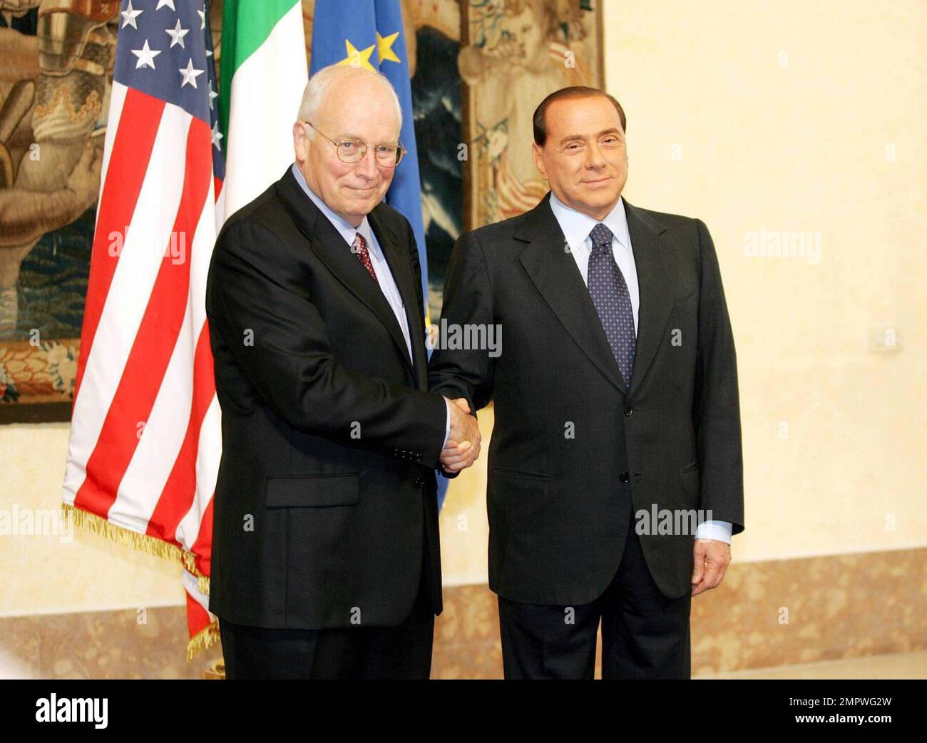 Italian Premier Silvio Berlusconi Hosts Us Vice President Dick Cheney
