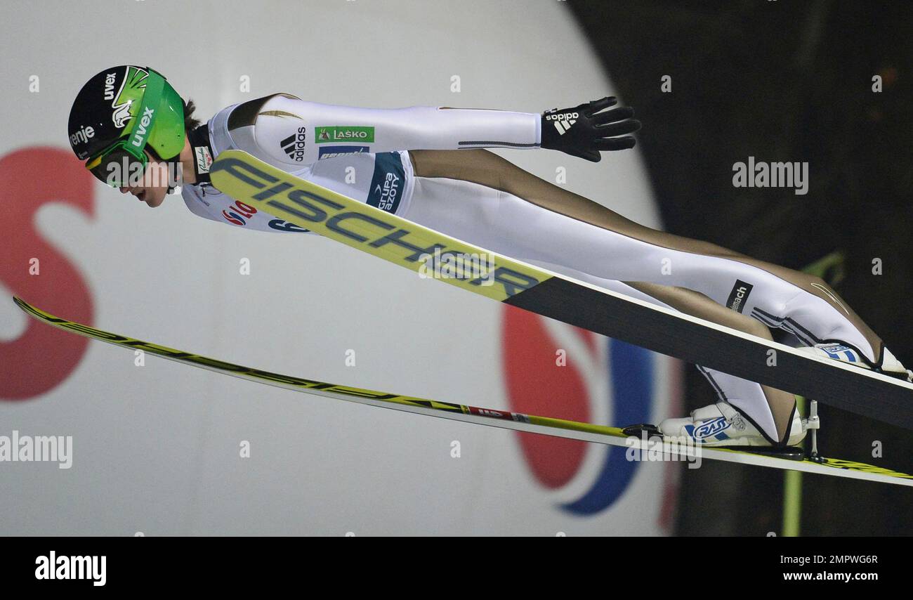 Slovenia's Peter Prevc soars through the air during the qualification ...