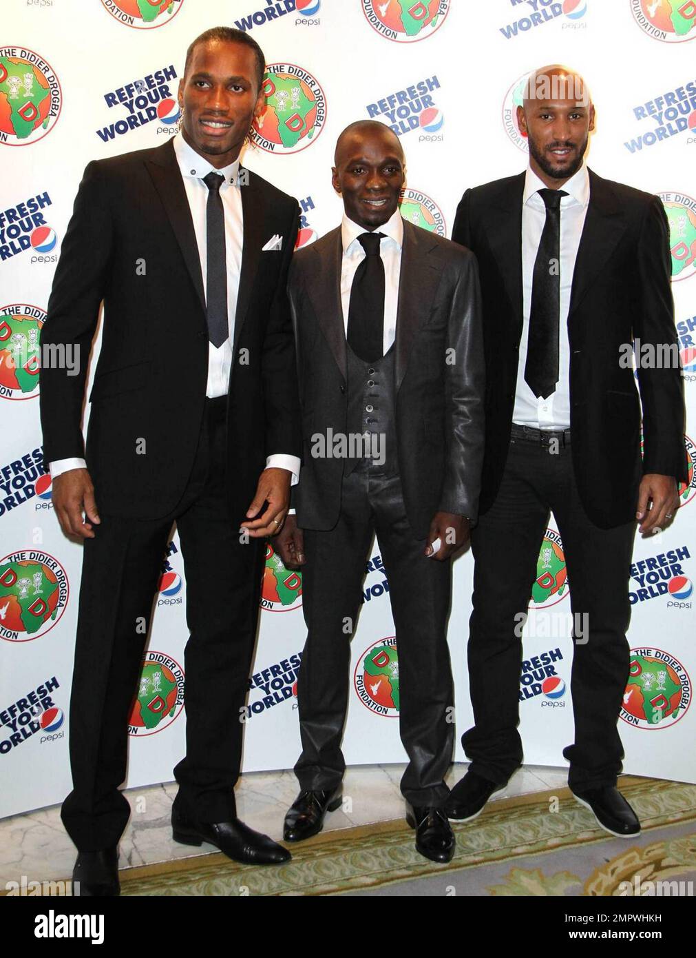 Didier Drogba, Claude Makelele and Nicolas Anelka attend the Didier ...