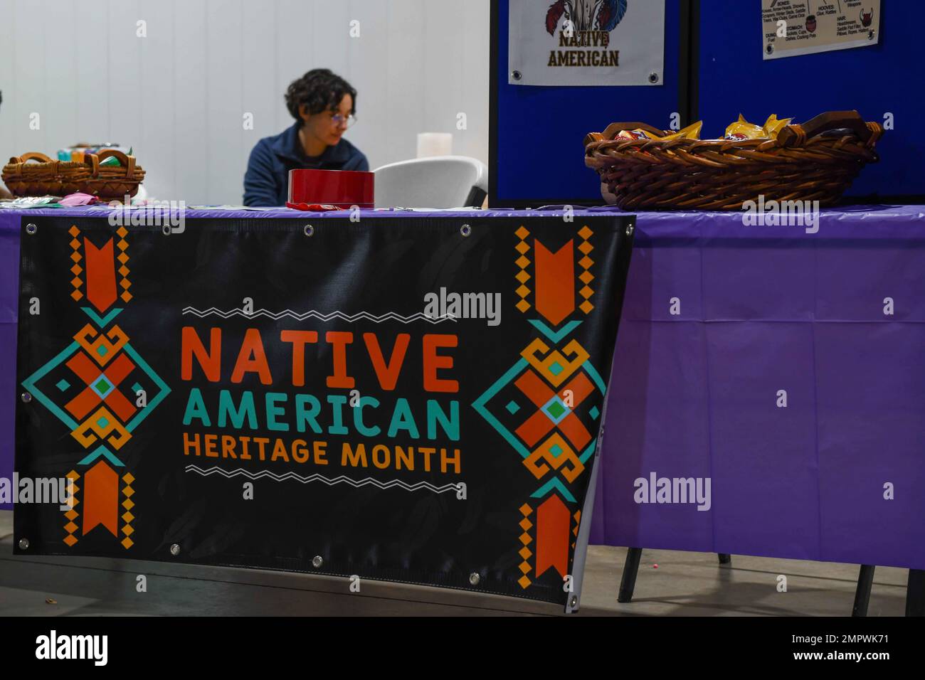 A booth at the Native American Heritage Month Celebration filled with ...