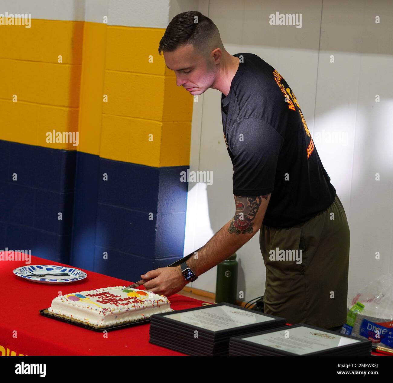 U.S. Marine Corps Staff Sgt. Layne Szymanski, a station commander with ...