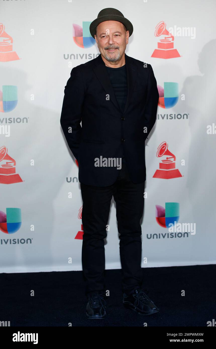 Ruben Blades, winner for album of the year for "Salsa Big Band" poses ...