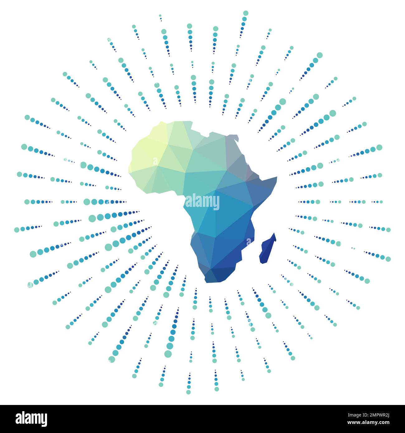 Shape of Africa, polygonal sunburst. Map of the continent with colorful ...