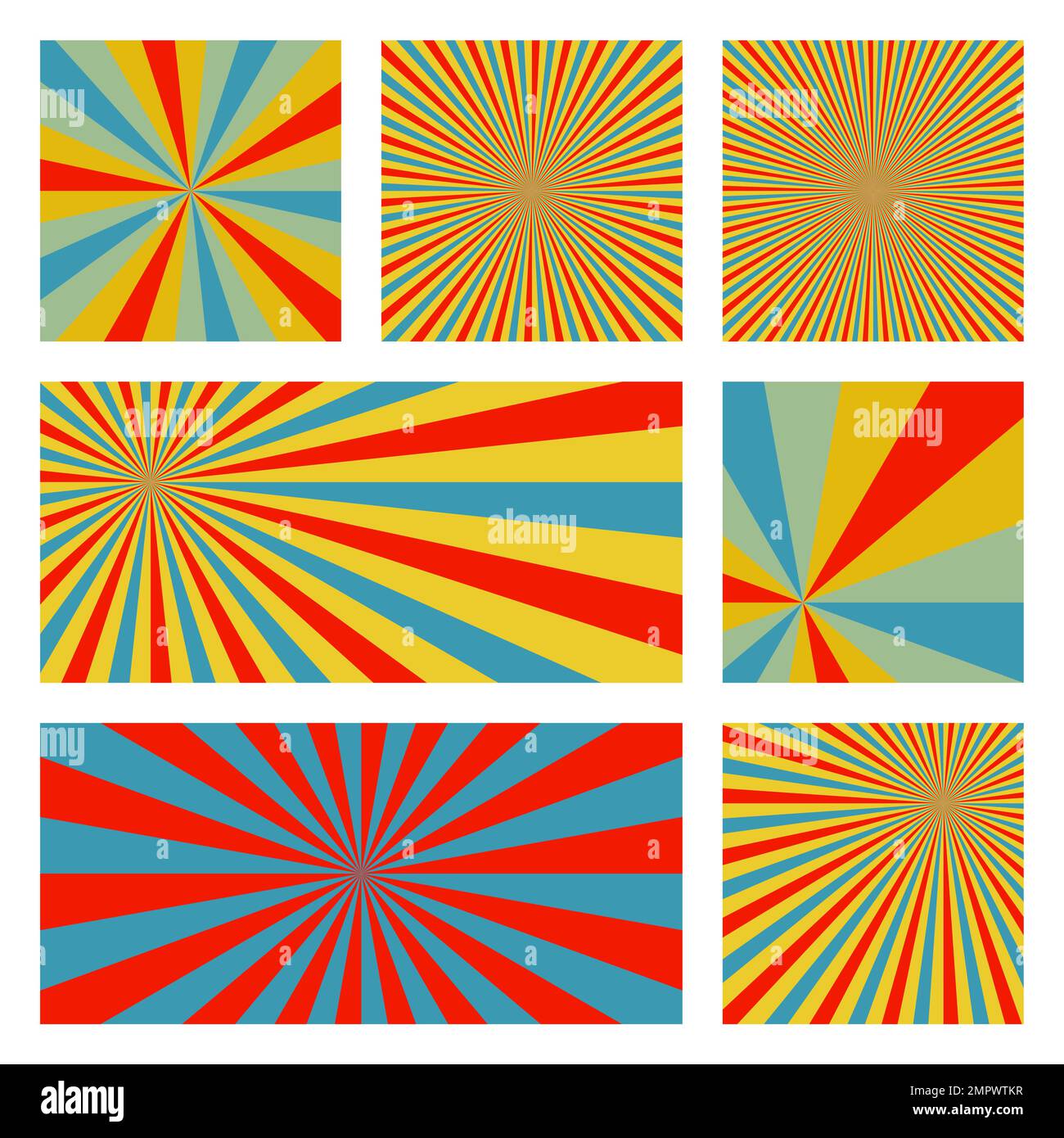 Astonishing sunburst background collection. Abstract covers with radial ...