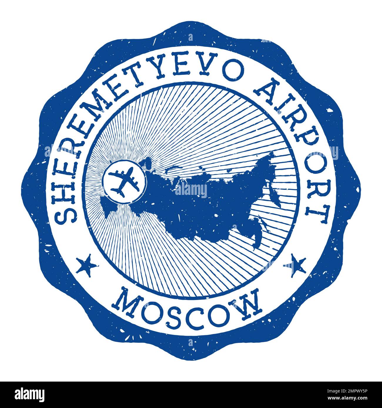 Sheremetyevo Airport Moscow stamp. Airport of Moscow round logo with ...