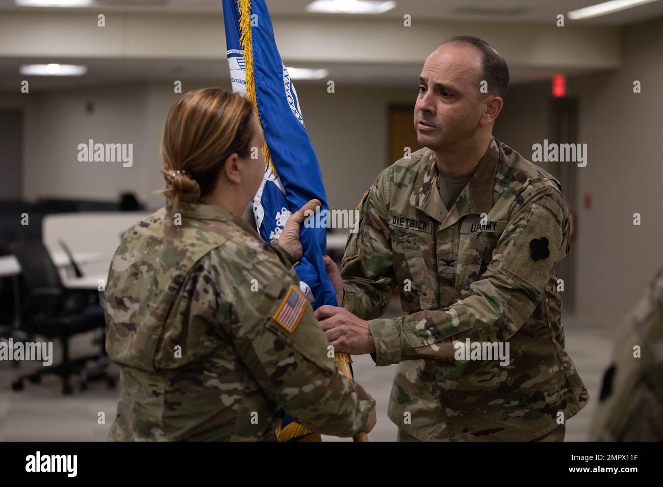 Col. Adam T. Dietrich, outgoing commander of the Mission Command ...
