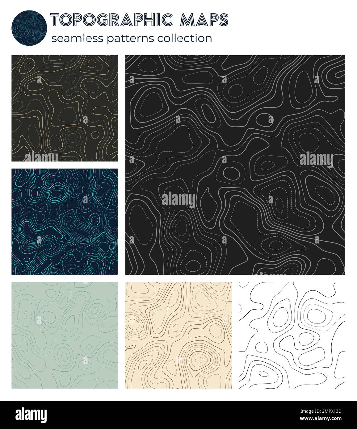 Topographic maps. Amazing isoline patterns, seamless design. Elegant ...