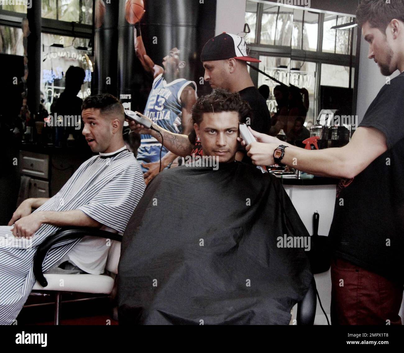 Barber Shop Beach 34 Joslyn James Visits South Beach Stock Photos,